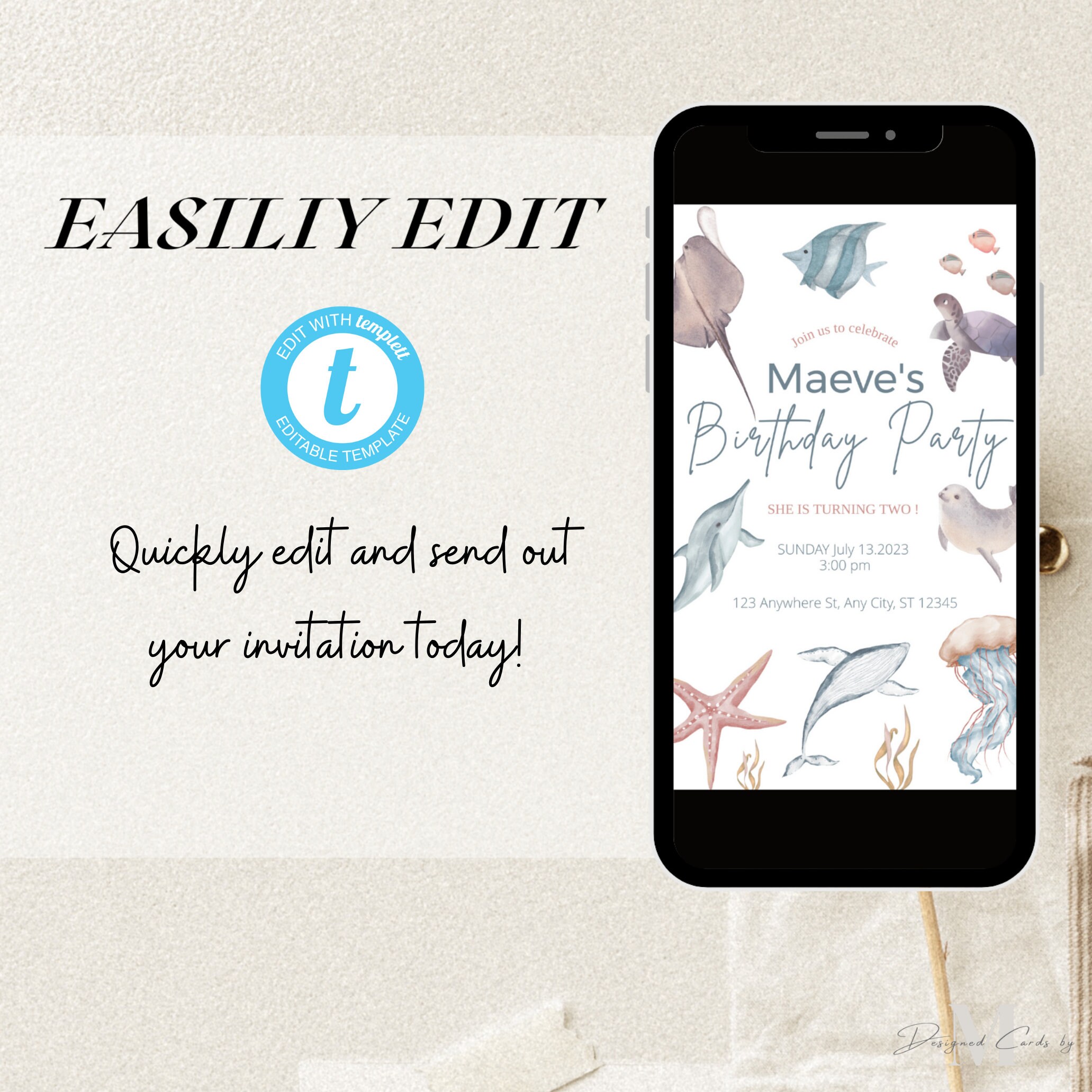 Under the Sea Invitation Template, Sea Animals, Sea Creatures, Whale ...