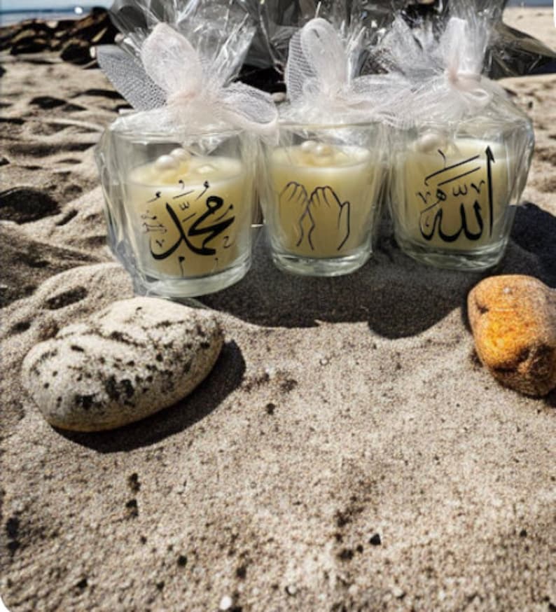 Ramadan Islamic Candles,muslim ,set of 3 Glass Candles,calligraphy ...