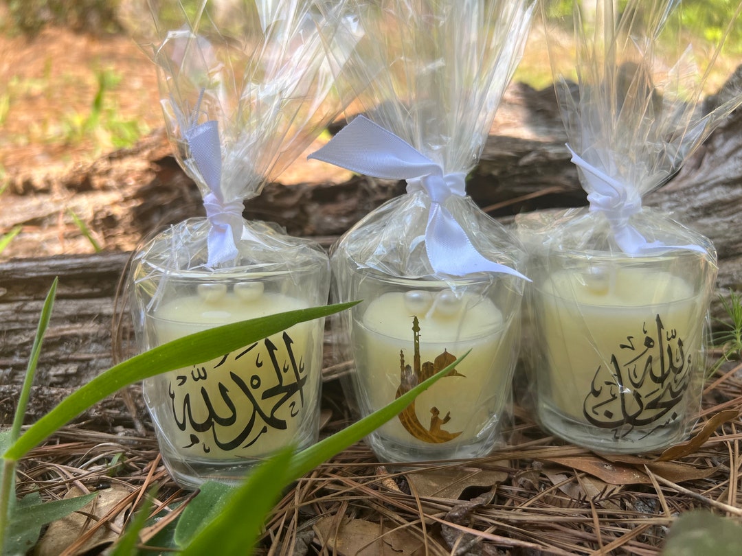 Ramadan Islamic Candles,muslim ,set of 3 Glass Candles,calligraphy ...