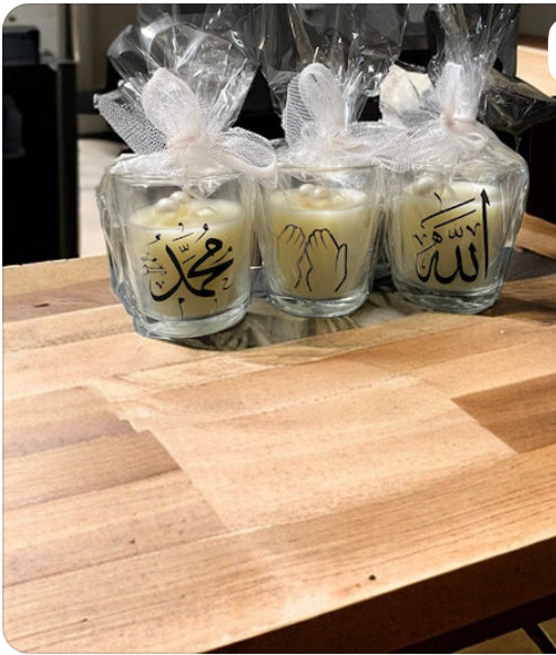 Ramadan Islamic Candles,muslim ,set of 3 Glass Candles,calligraphy ...
