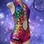 Rainbow Animal Print Racerback Slit Weave Woven Exotic Dancewear Bodysuit Bartender Stripper ...