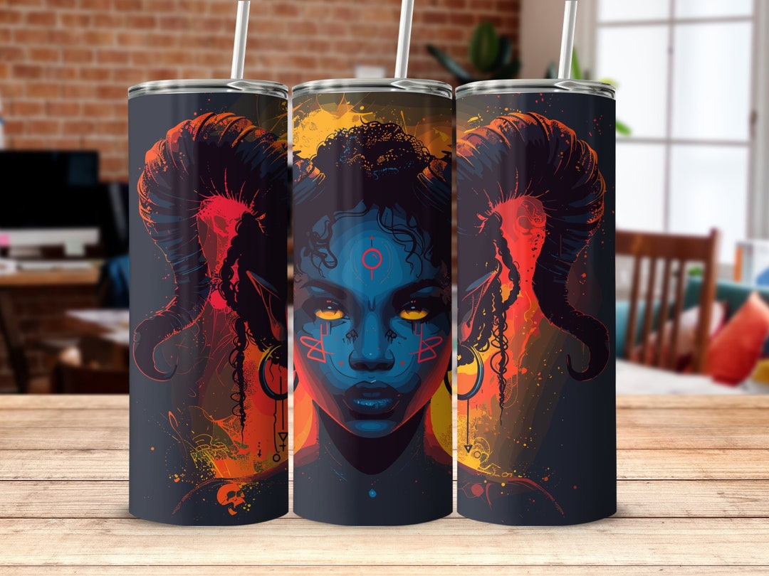 Lilith Goddess Fantasy Dark Art Tumbler, Unique Horned Woman Design ...