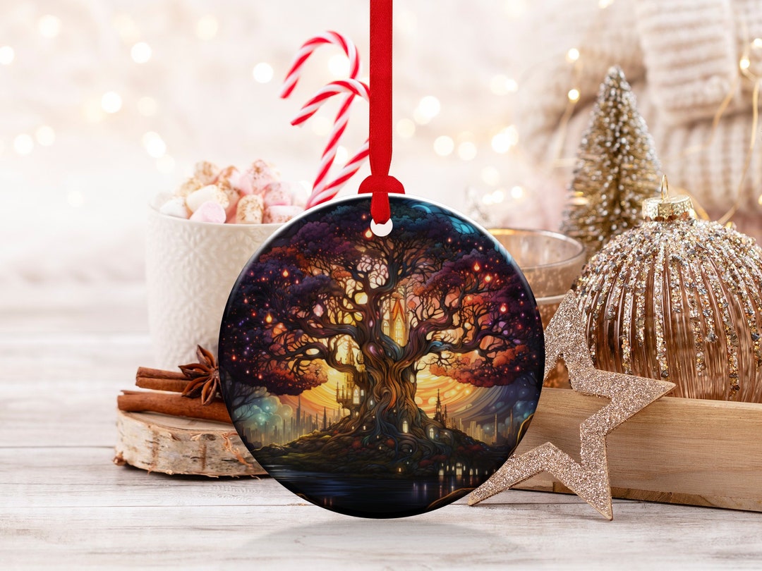 Halloween Gothic Magical Tree of Life Christmas Ceramic Ornaments ...