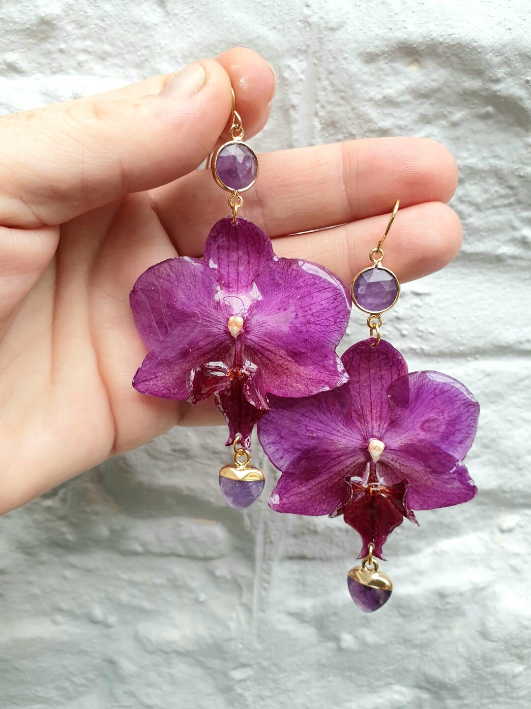 Pixie Girls, Medium Purple Orchids With Amethyst Connectors & Amethyst ...