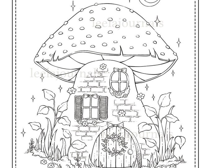 X2 Mushroom House Coloring Page, Printable, Digital Downloads, Cute ...