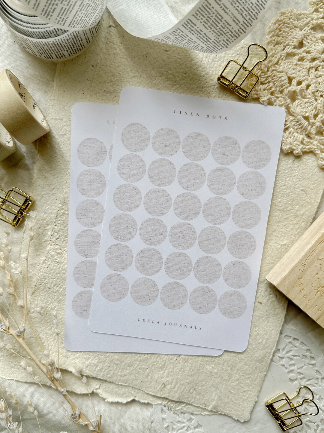 Linen Dots & Reinforcers Sticker Sheet, Bujo Stickers, Bullet Journal ...