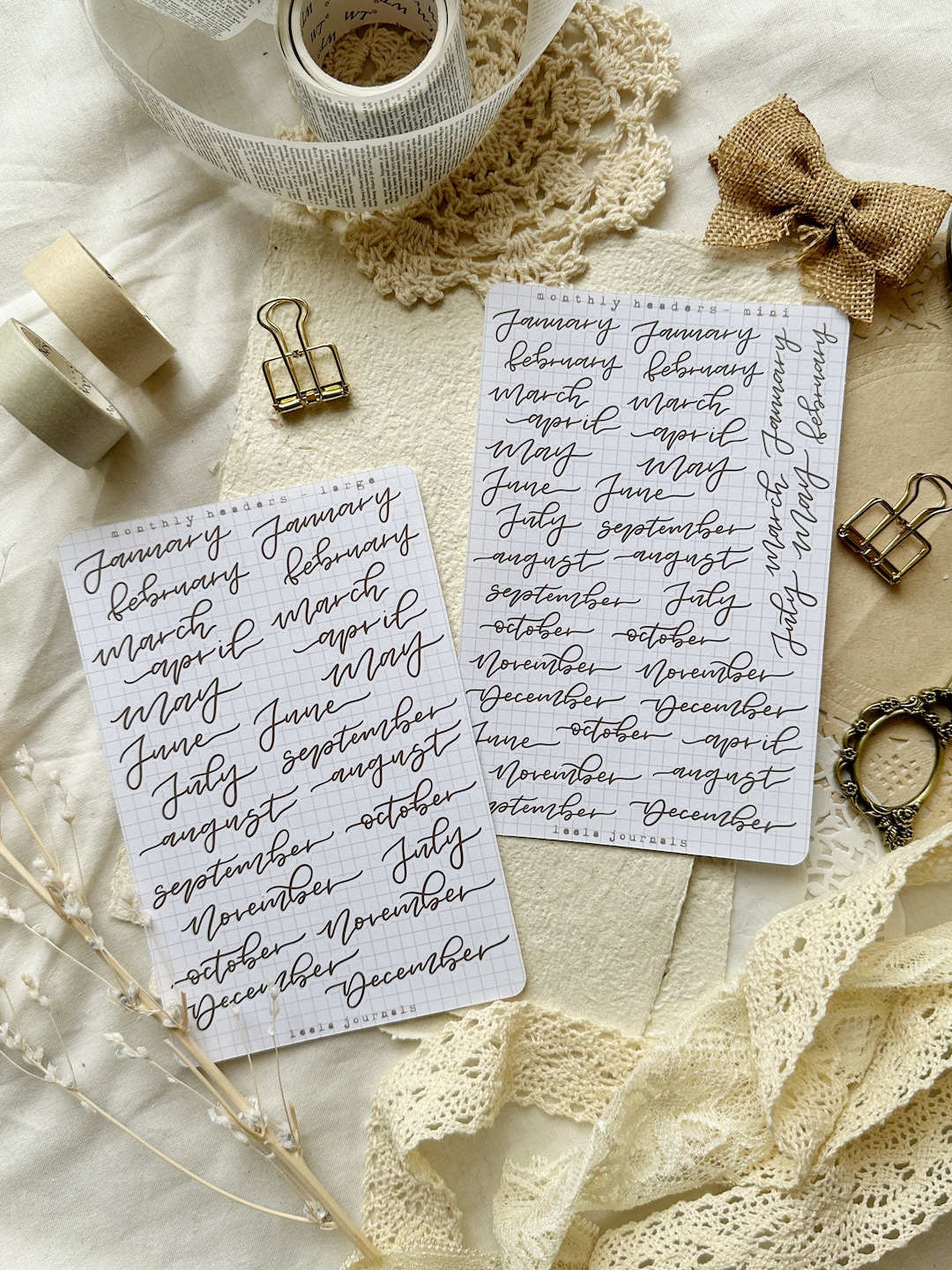 Monthly Headers Sticker Sheet, Bullet Journal Stickers, Planner ...