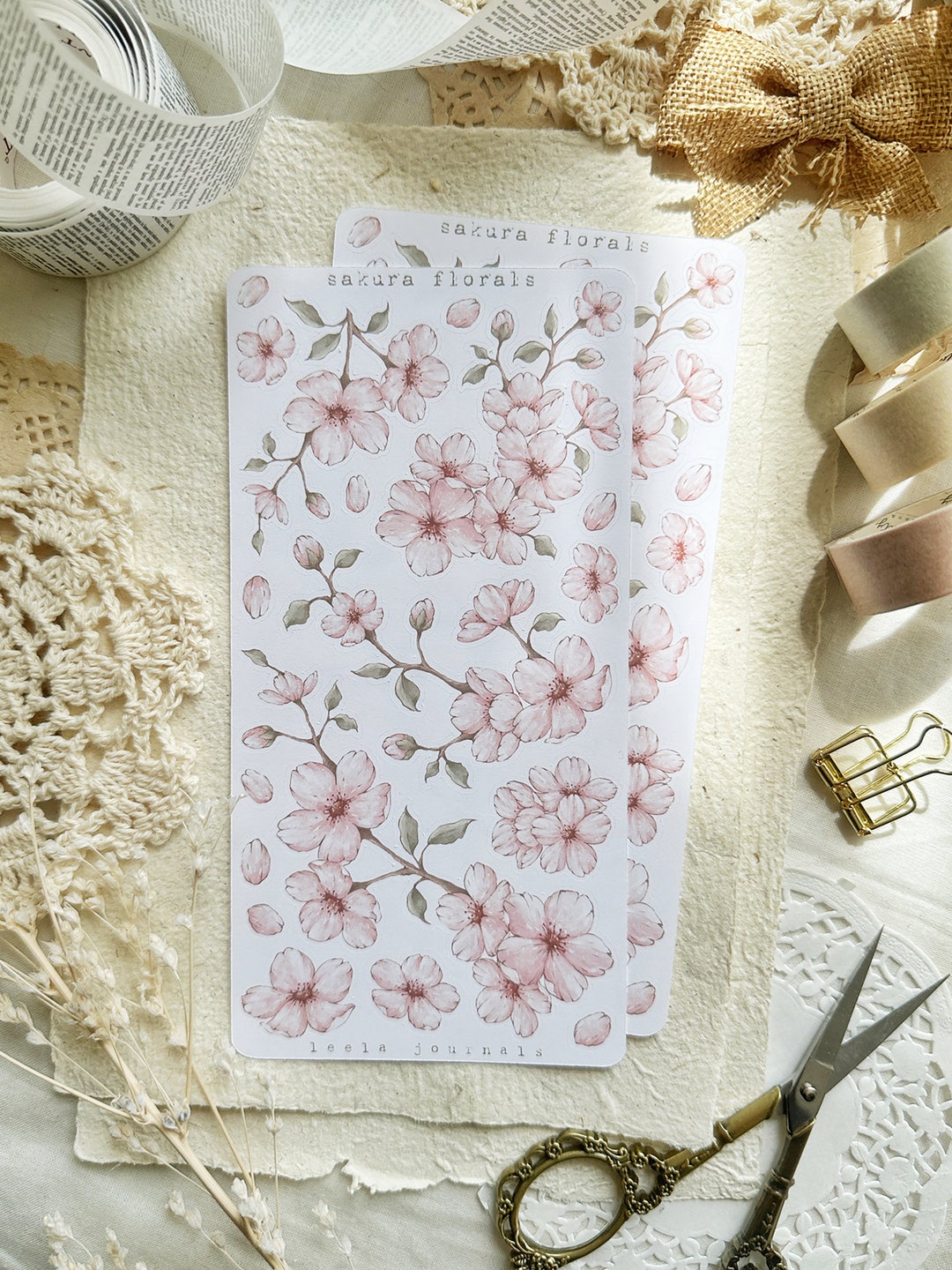 Pink Sakura Sticker Sheet, Bullet Journal Stickers, Decorative Stickers ...