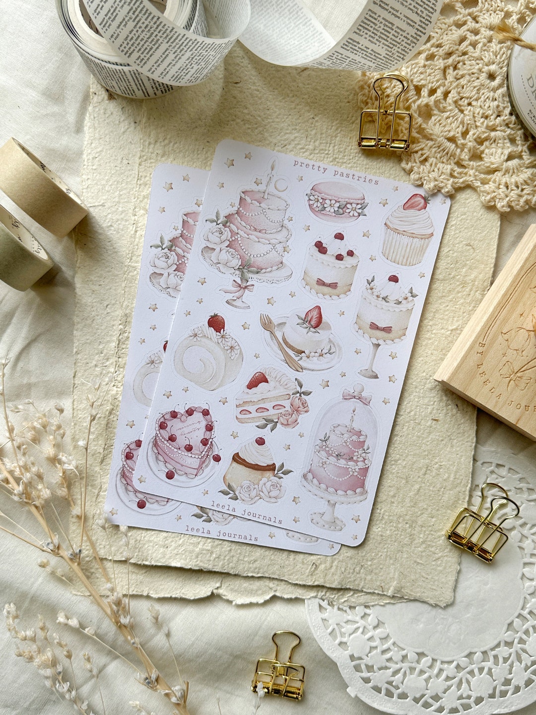 Pretty Pastries Sticker Sheet , Bujo Stickers, Bullet Journal Stickers ...