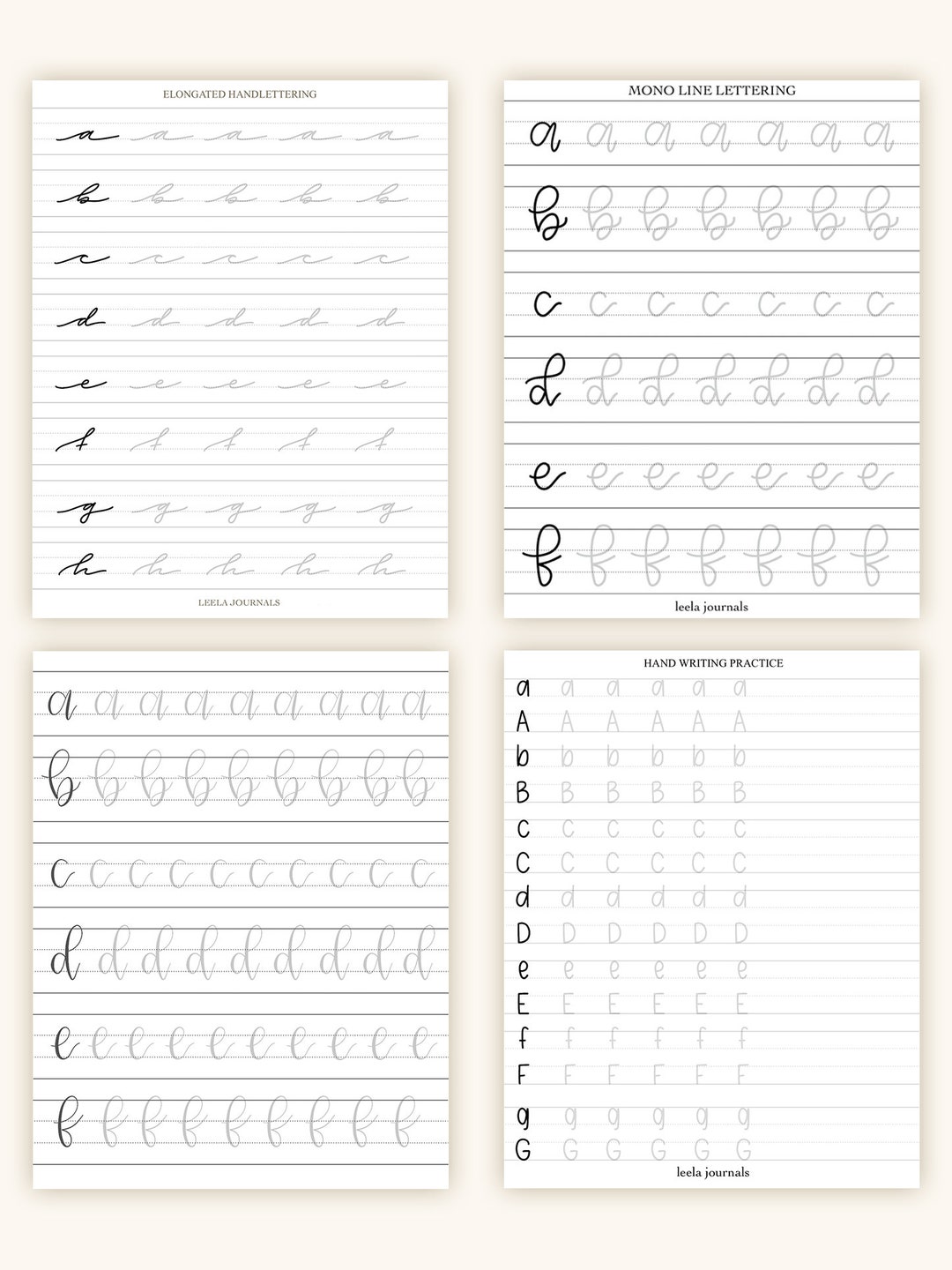 X11 Hand Lettering Calligraphy Practice Sheets, Printable, Digital ...