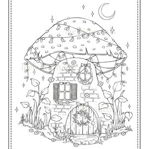 X2 Mushroom House Coloring Page, Printable, Digital Downloads, Cute ...