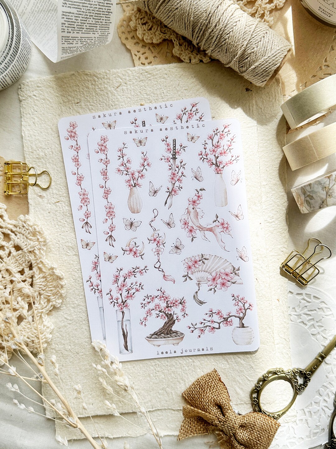 Sakura Aesthetic Sticker Sheet, Bujo Stickers, Decorative Stickers ...