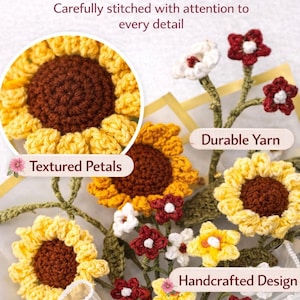 Hand Crocheted Blue Flower Bouquet – 17” X 15” Crocheted Sunflowers - Etsy