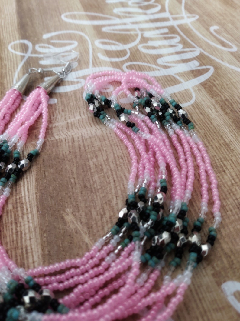 Pink Native American Beaded Tassel Earrings - Etsy