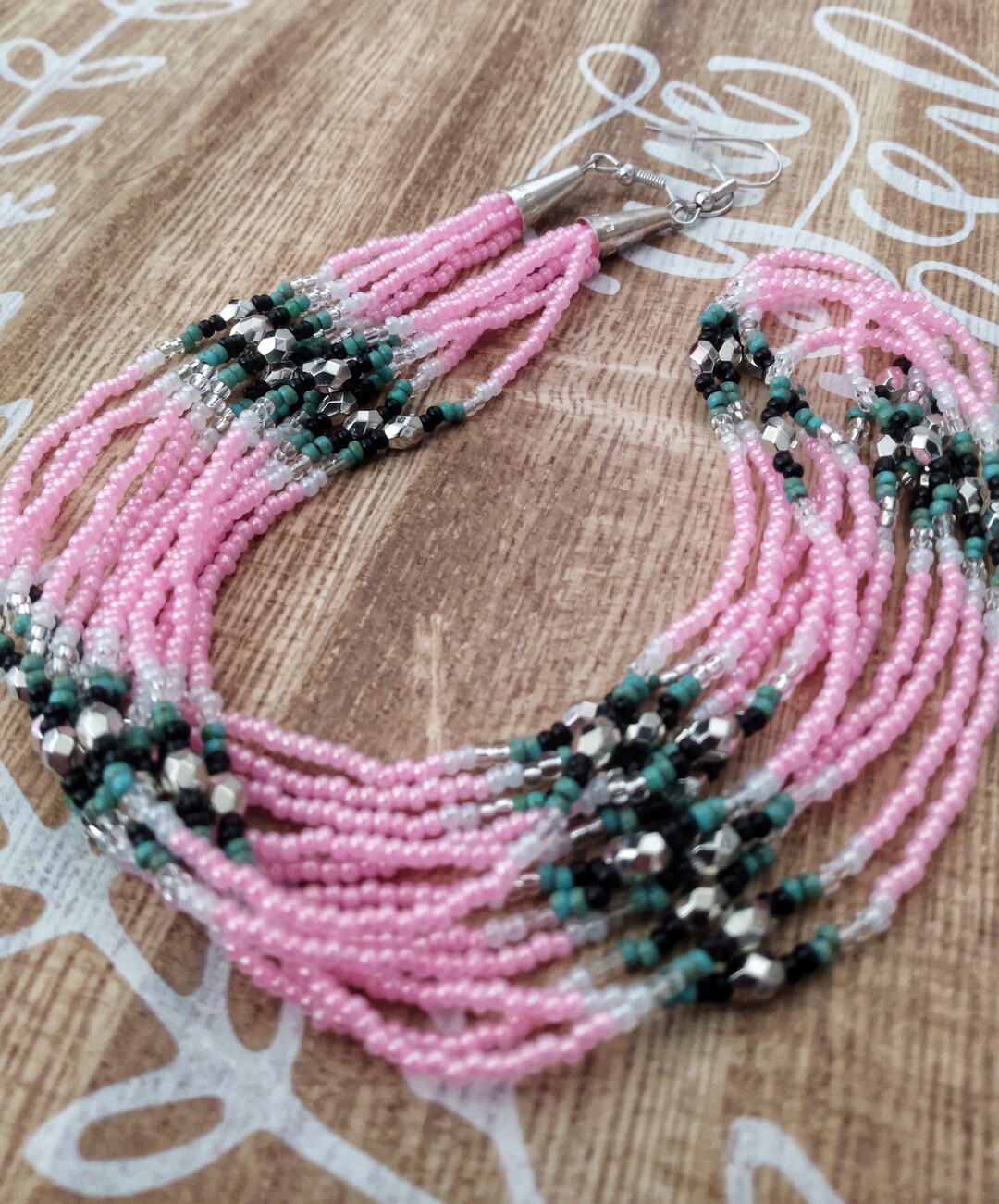 Pink Native American Beaded Tassel Earrings - Etsy