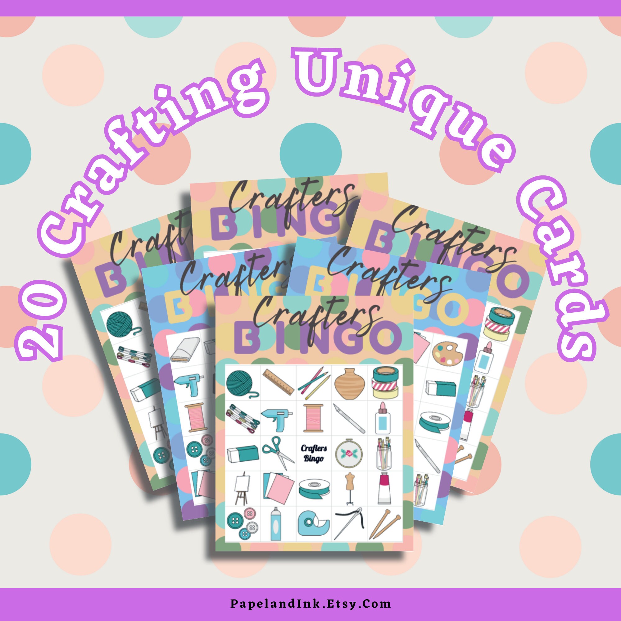 Printable Art and Craft Bingo Cards 20 Unique Designs With Art Supply ...