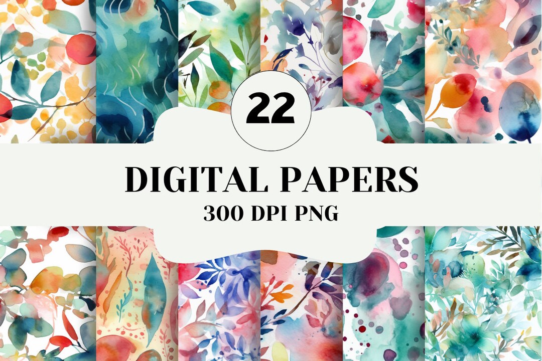 22 Abstract Watercolor Floral Patterns Seamless Digital Papers ...