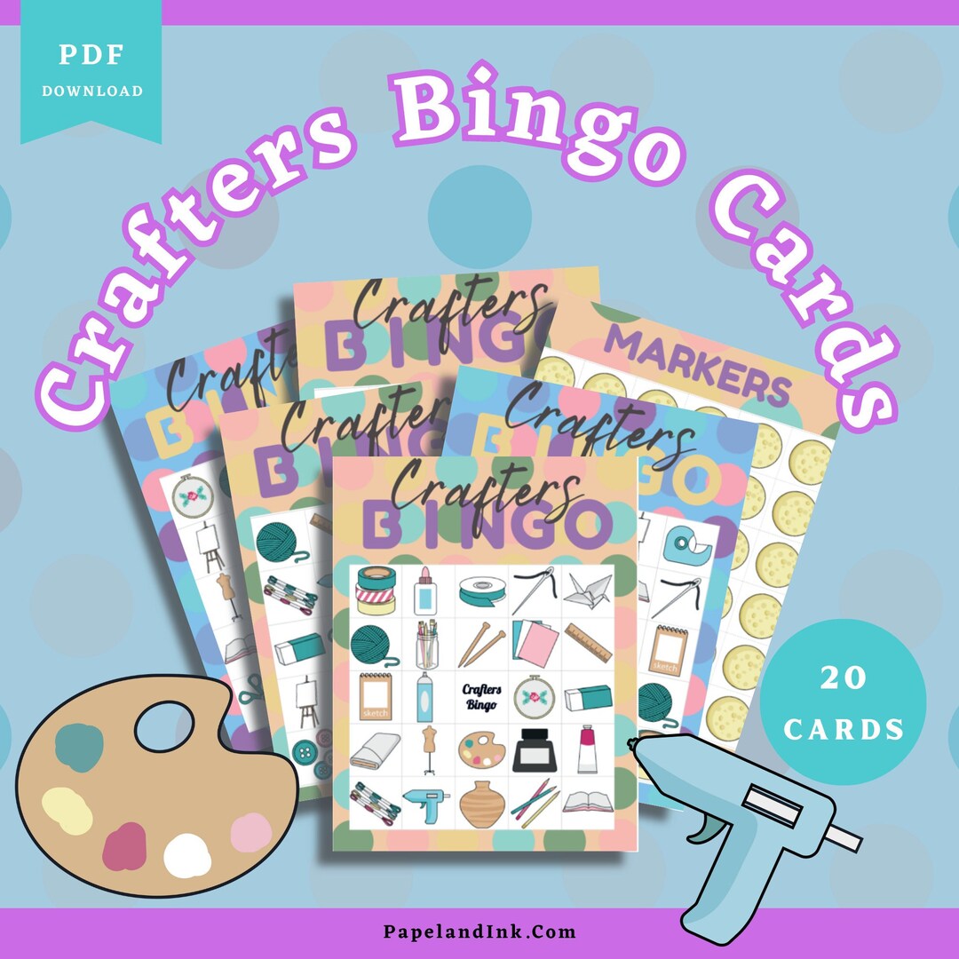 Printable Art and Craft Bingo Cards 20 Unique Designs With - Etsy