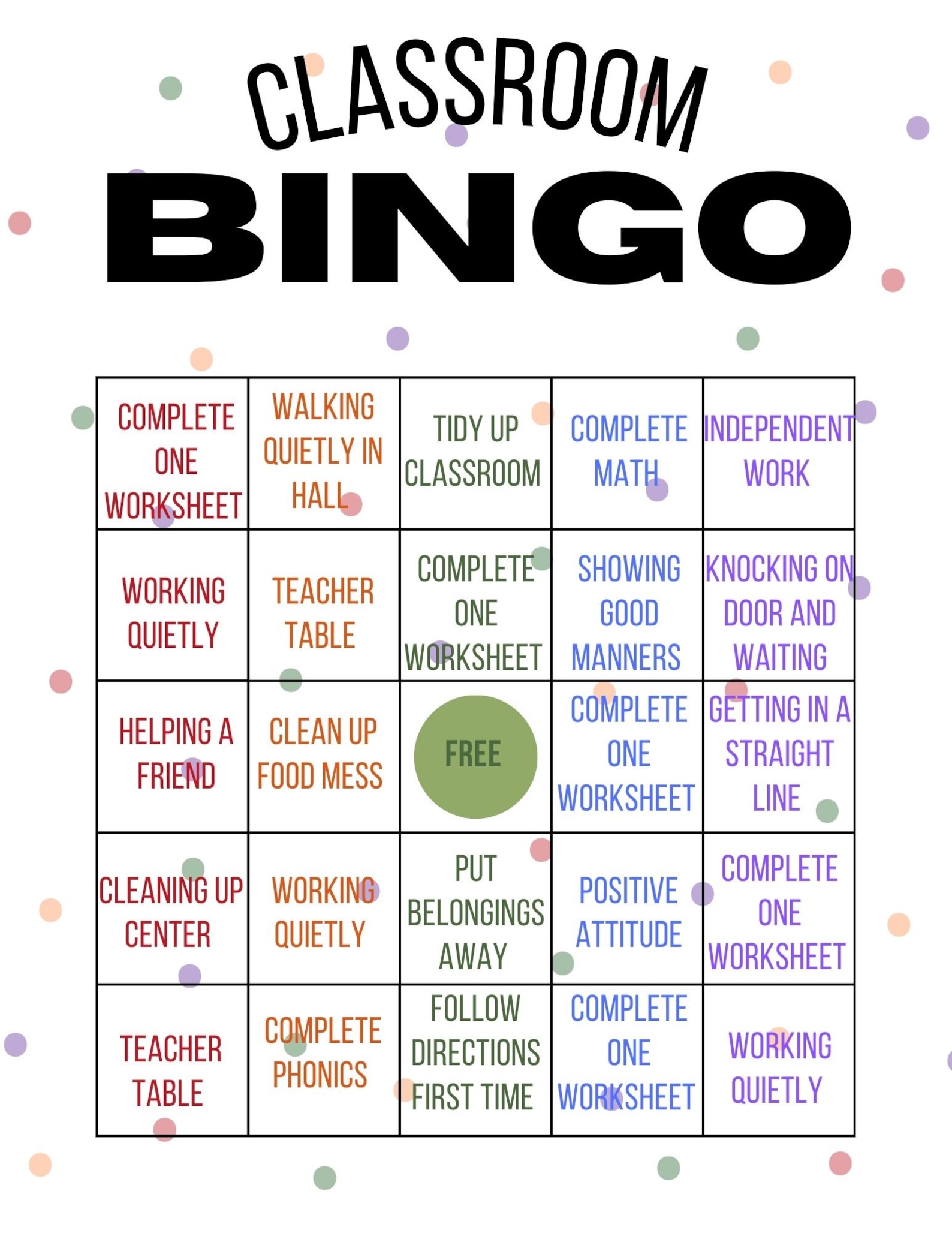 Classroom BINGO Card, Classroom Management, BINGO Rewards, Classroom ...
