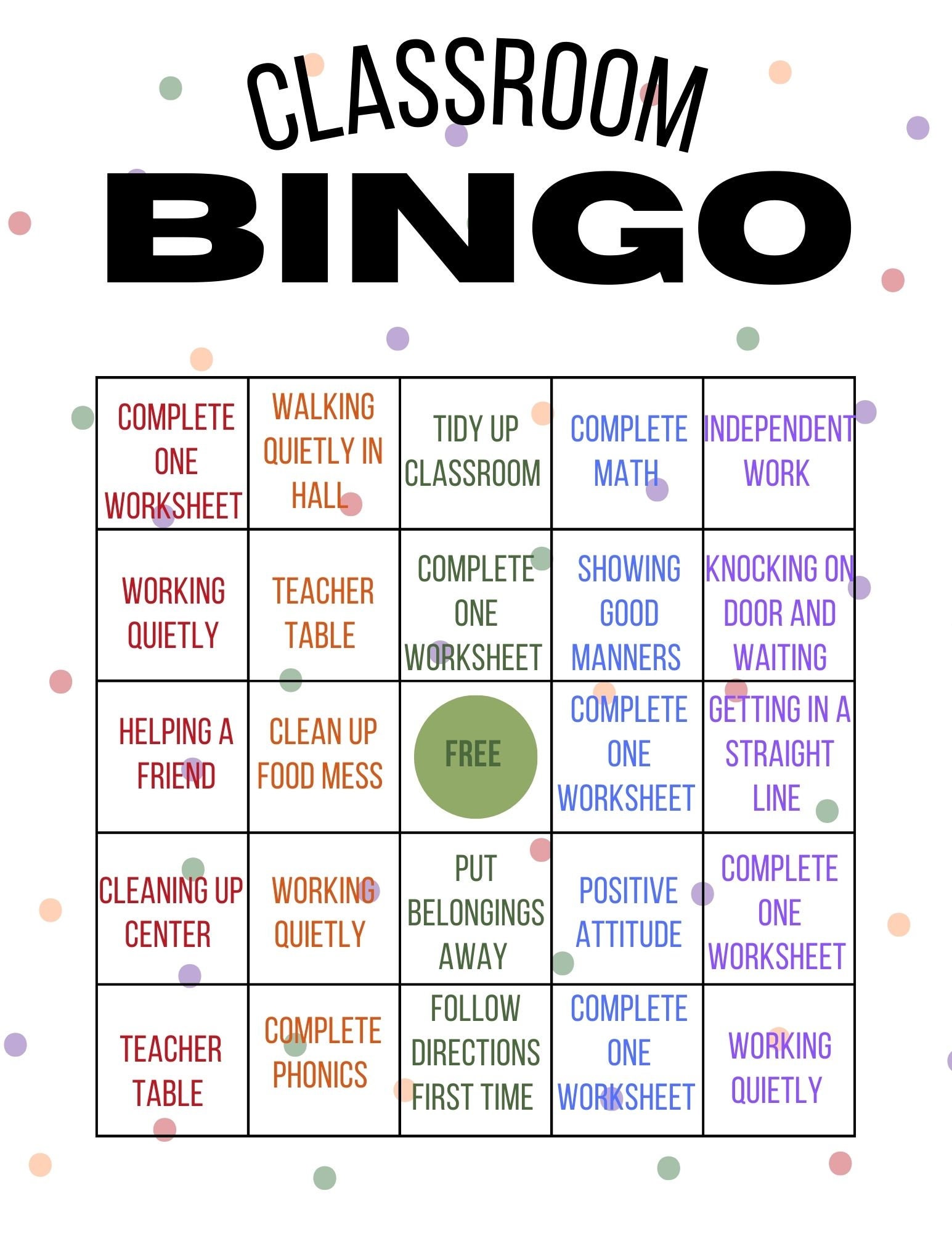 Classroom BINGO Card, Classroom Management, BINGO Rewards, Classroom ...