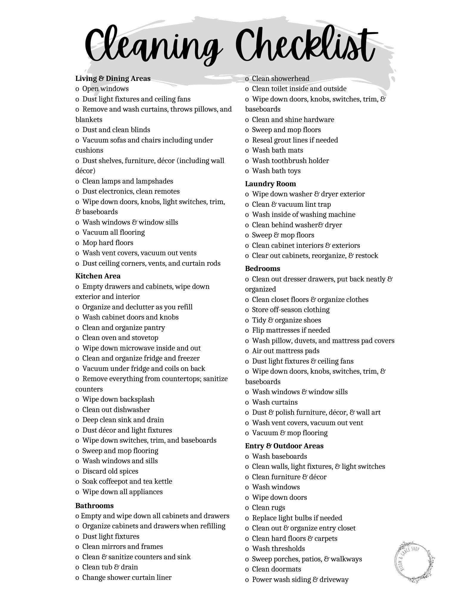 Ultimate Cleaning Checklist Digital Print - Etsy