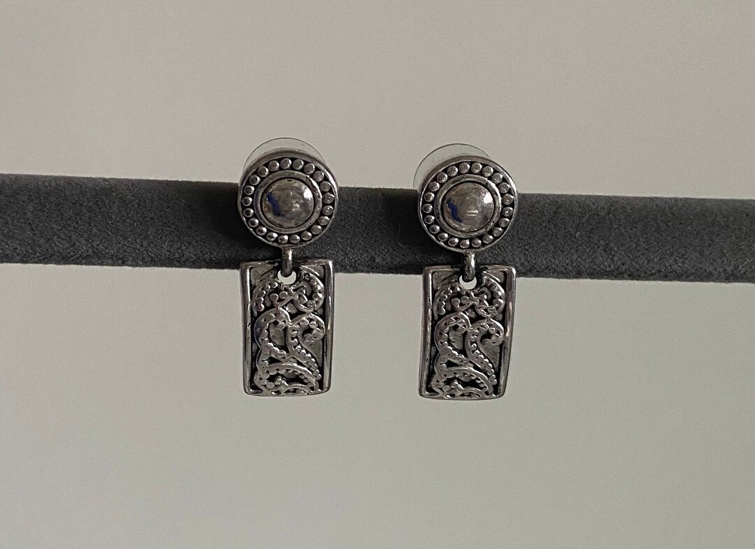 Silver Scroll Design Dangle Earrings, Premier Designs - Etsy