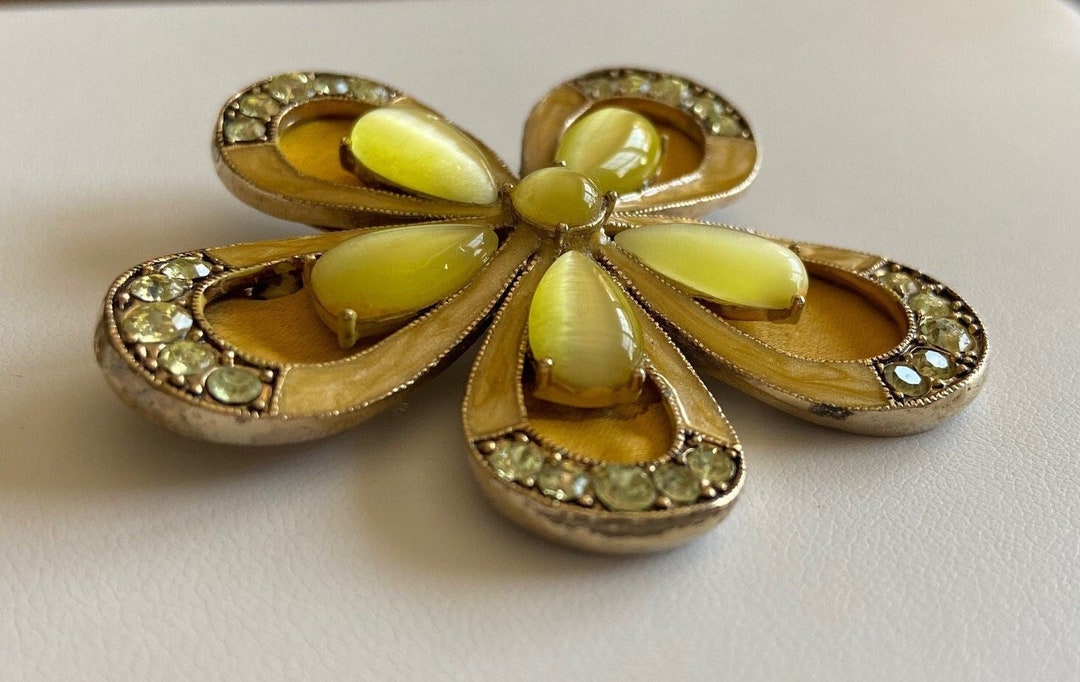 MONET Yellow Flower Pin/brooch, Rare Find - Etsy