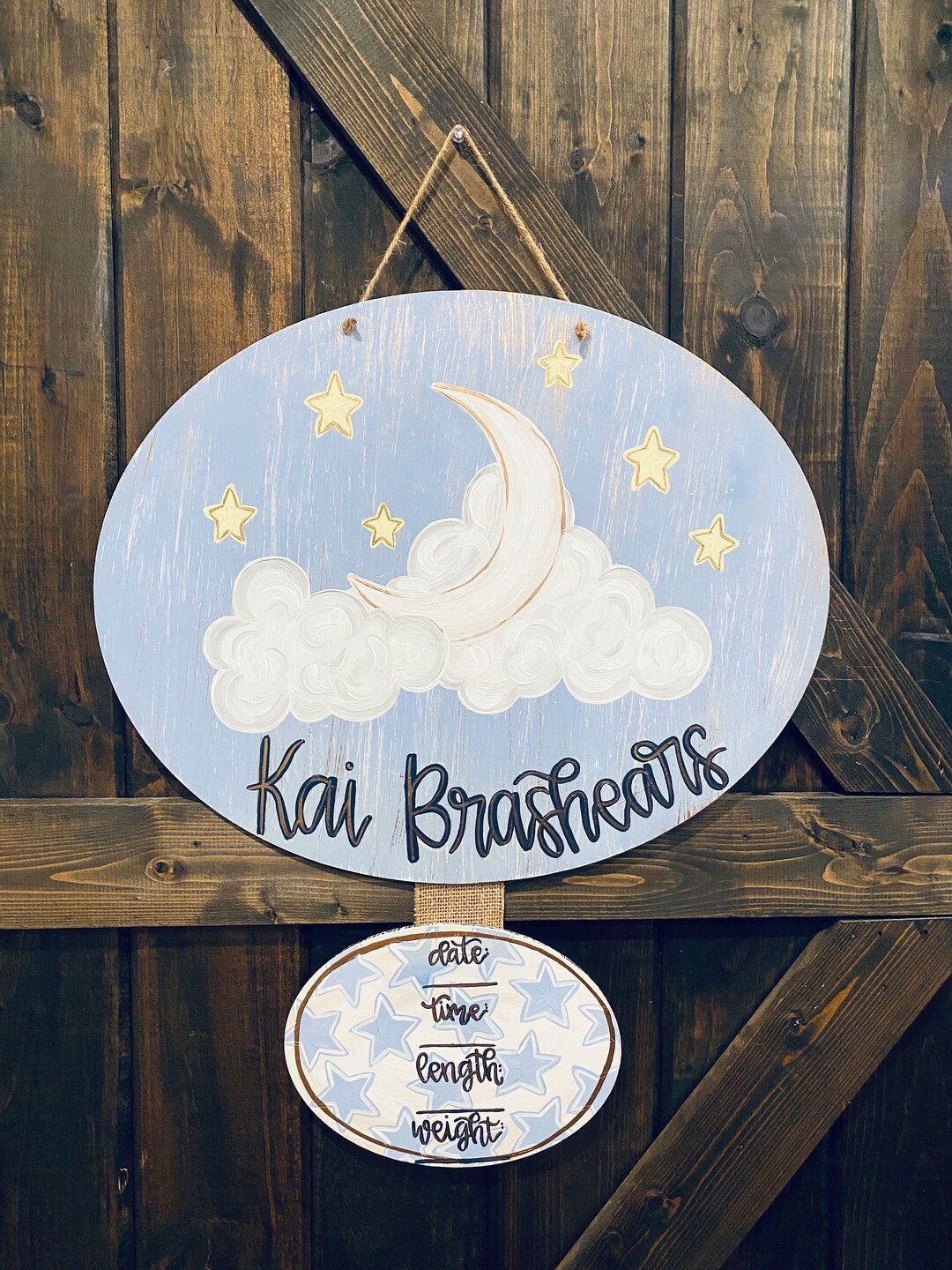 CUSTOMIZED, Moon, Stars, Baby Girl, Baby Boy, Hospital Door Hanger ...