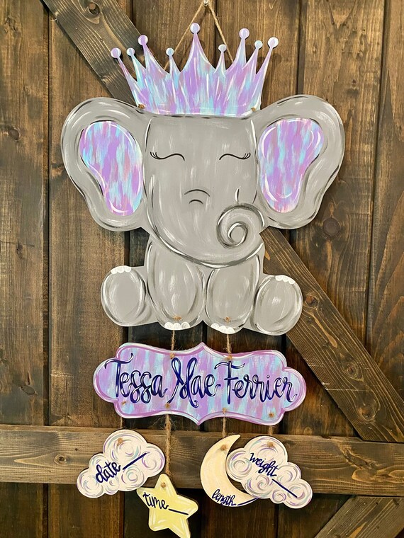 Elephant Baby Girl Purple Blue Customized Personalized - Etsy