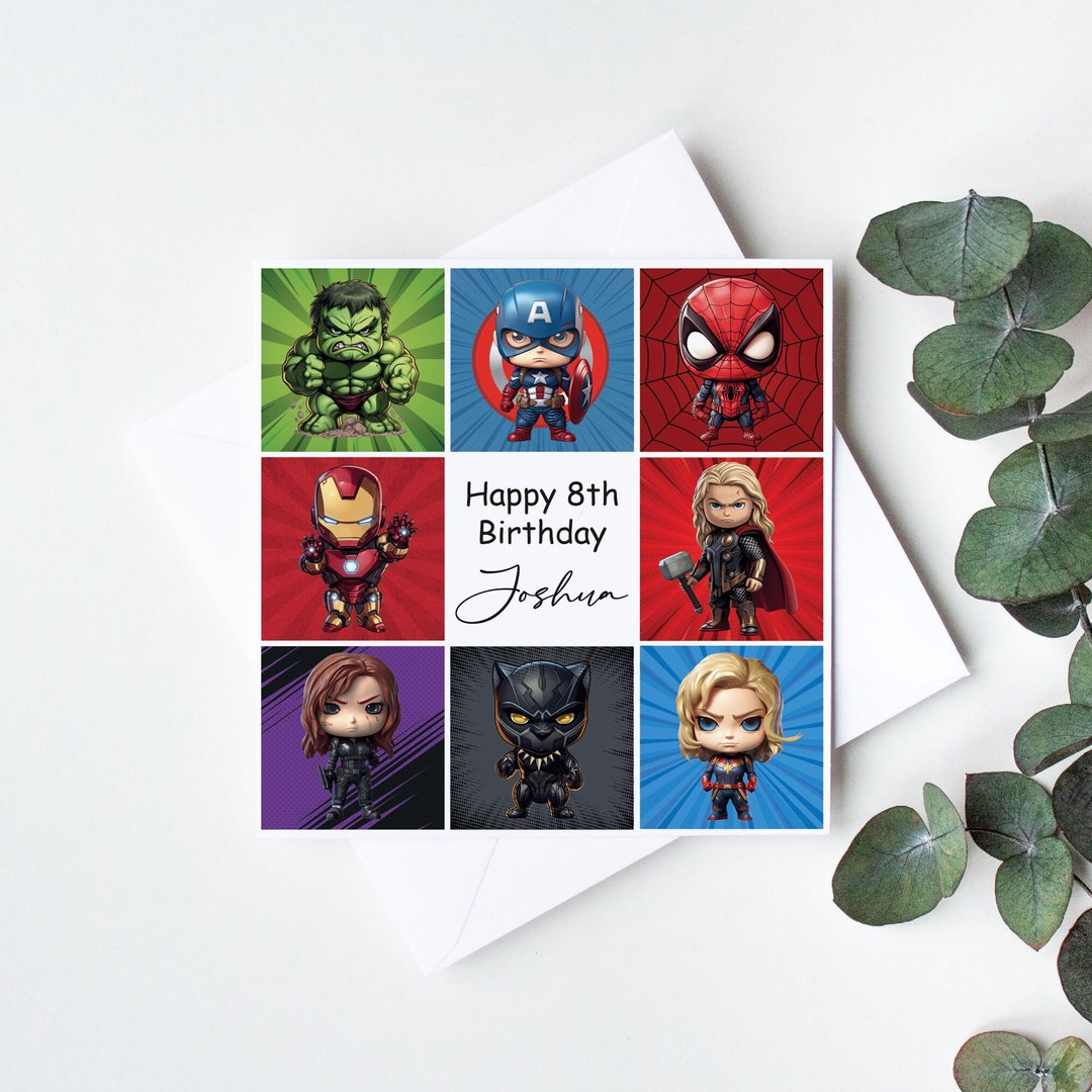 Personalised Superhero Happy Birthday Greeting Card Customise With Name ...