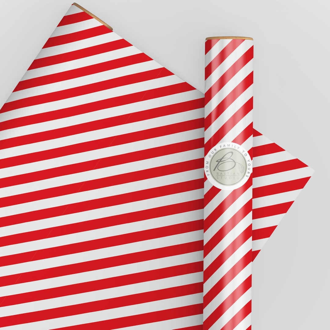 Festive Candy Stripes Christmas Wrapping Paper Gift Wrap With a Pop of ...