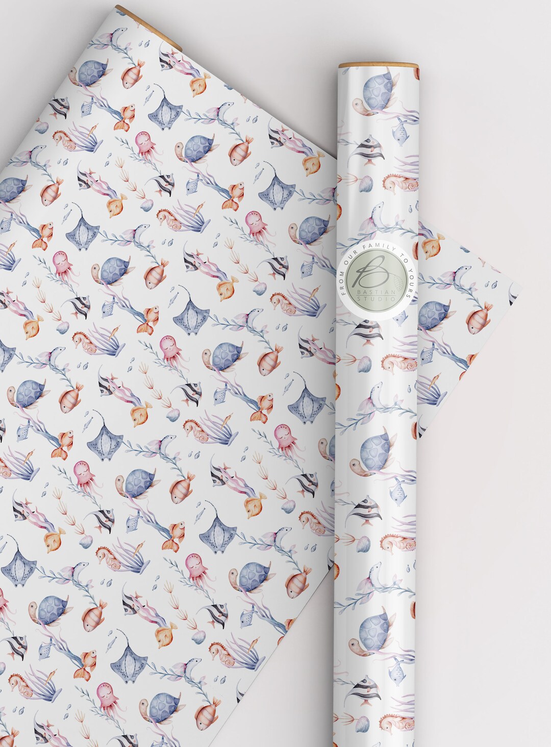 Sealife Animals Birthday Wrapping Paper, Children's Wrapping Paper ...
