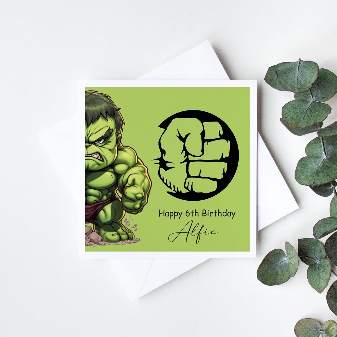 Personalised Hulk Birthday Card Superhero 4th 5th 6th 7th - Etsy