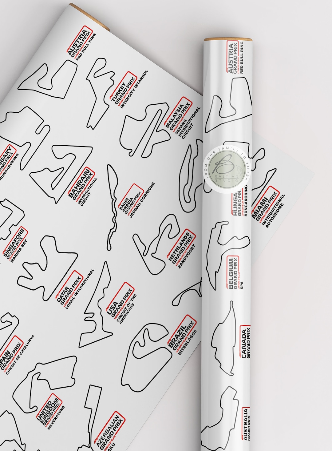 Formula 1 Motorsport Racing Inspired Wrapping Paper, Birthdays ...