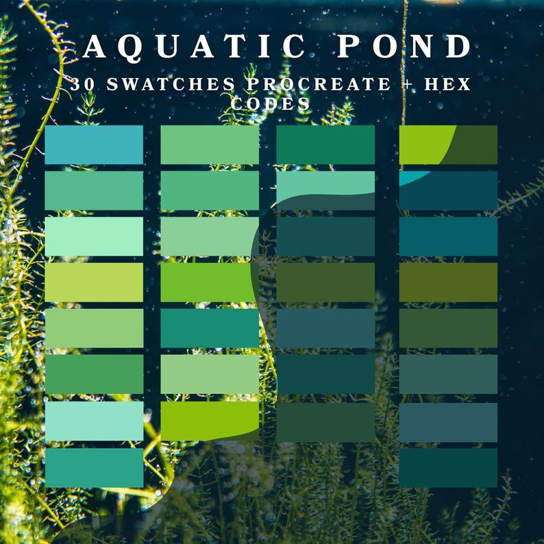 Aquatic Pond Procreate Palette, 30 HEX Codes, Instant Download, iPad ...