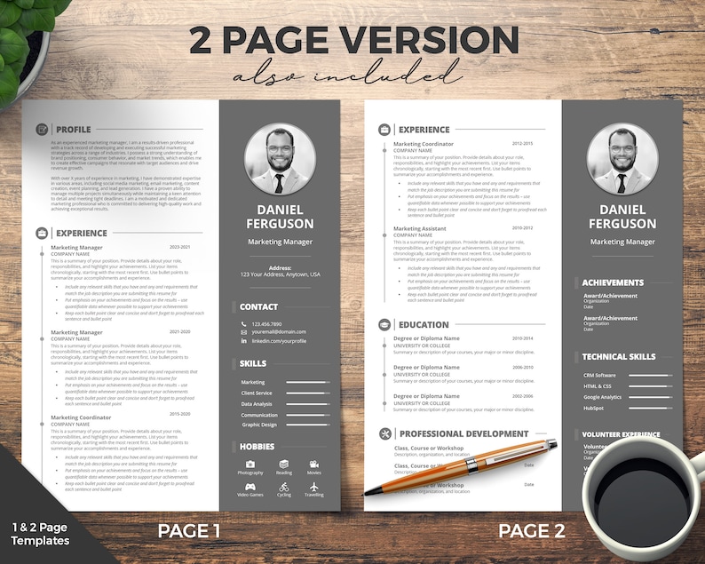 Best Professional Resume Template for Word Resume Template - Etsy