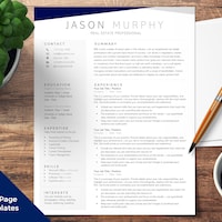 Clean Modern Resume Template 4 Page | CV Template + Cover Letter ...