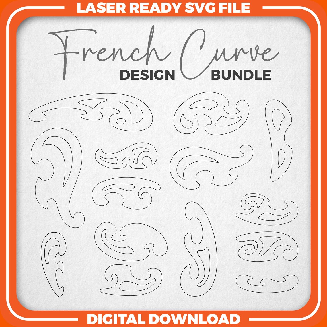 French Curves Ruler, SVG, Laser Cut Files, Crafting Tools, Drawing ...