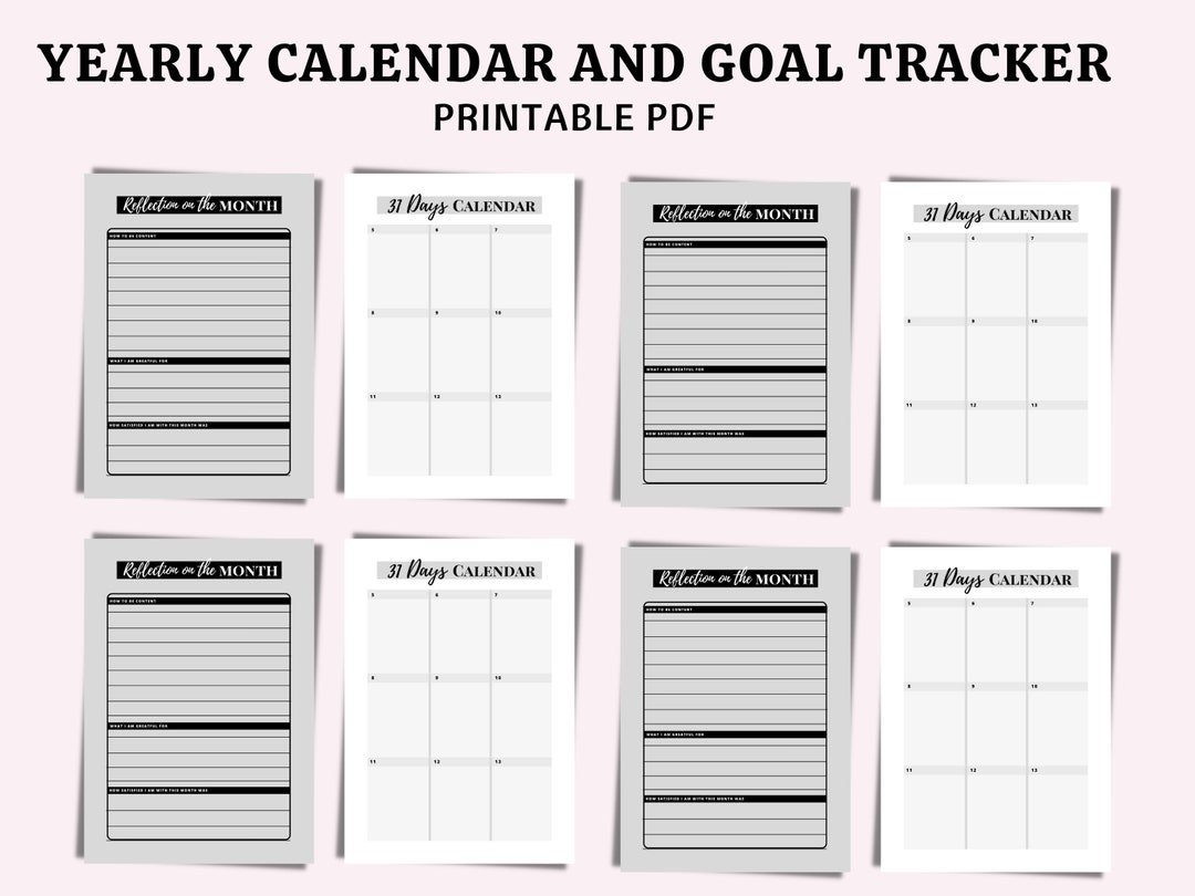 Yearly Calendar & Goal Tracker - Perfect Companion for Achieving Your ...