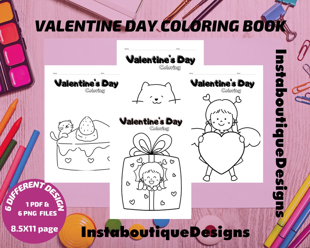 Valentine Gift Coloring Book Pages Heart Coloring Pages - Etsy