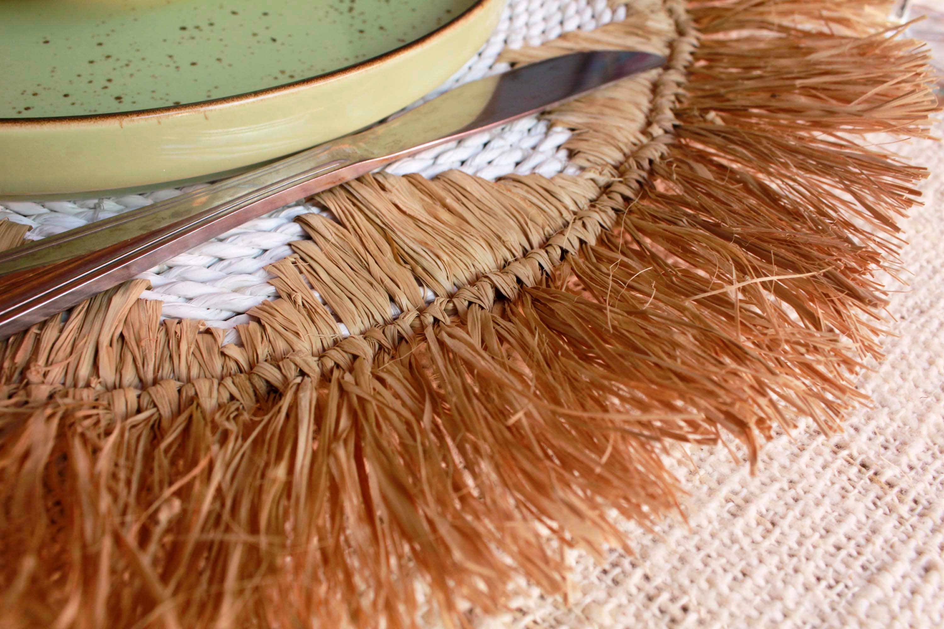 Unique Round Table Mat Boho Chic Fringes Placemat Handmade With Natural ...
