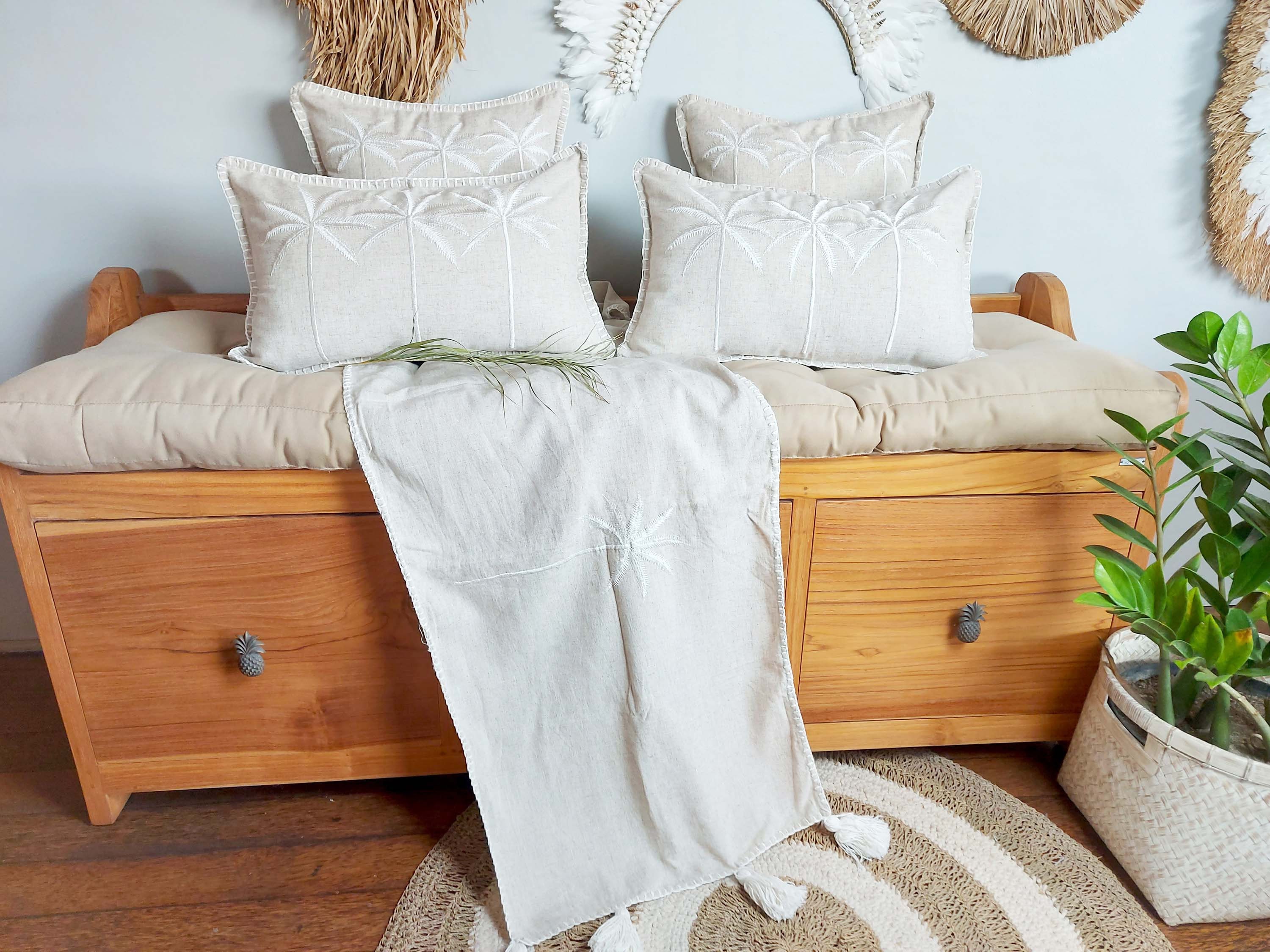 Palm Tree Linen Cushion Cover, Palm Tree Leaves Throw Pillow Cover ...