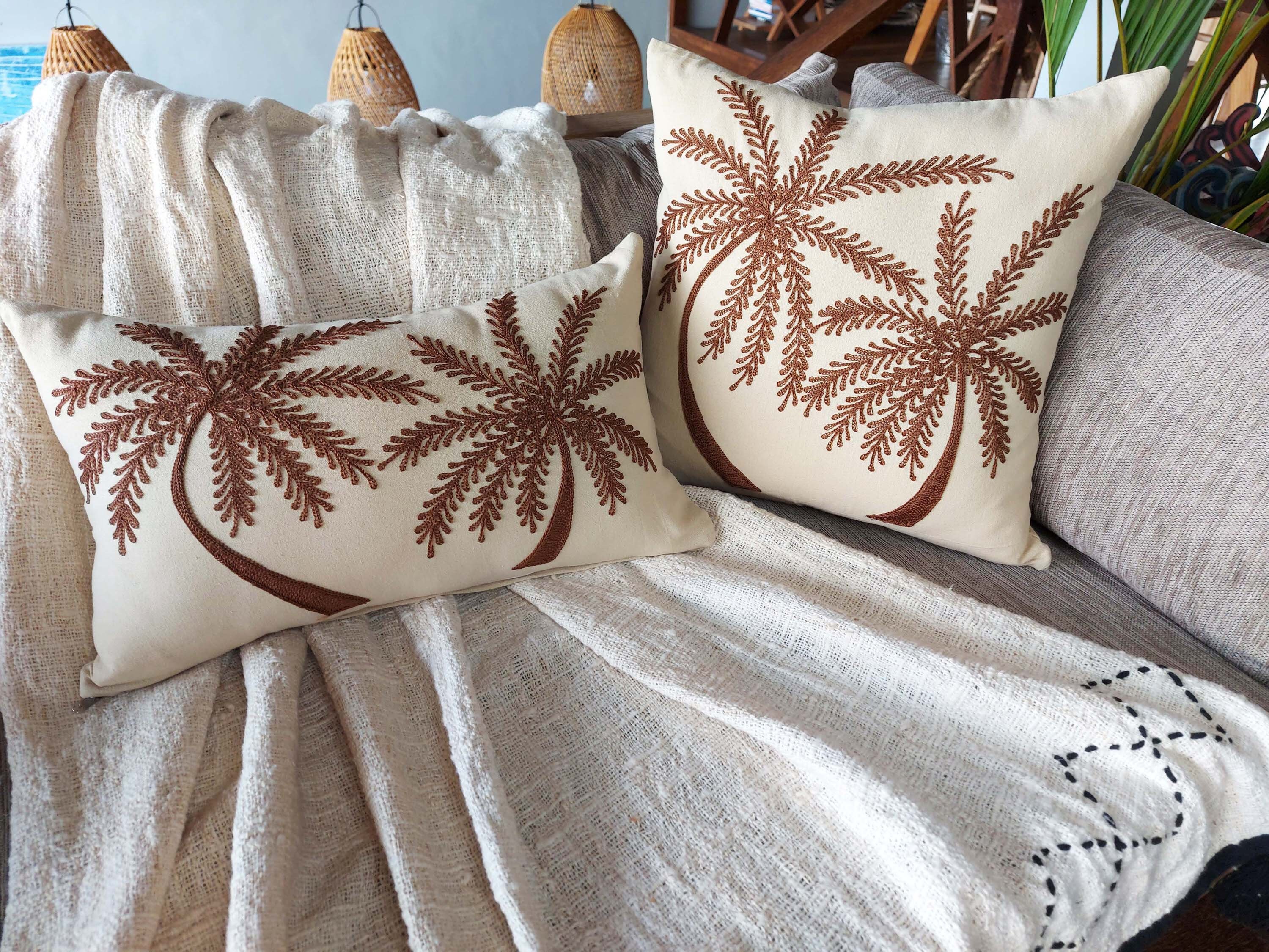 Balian Palm Tree Pillow in Gold Brown, Unique Throw Pillow for Sofa ...
