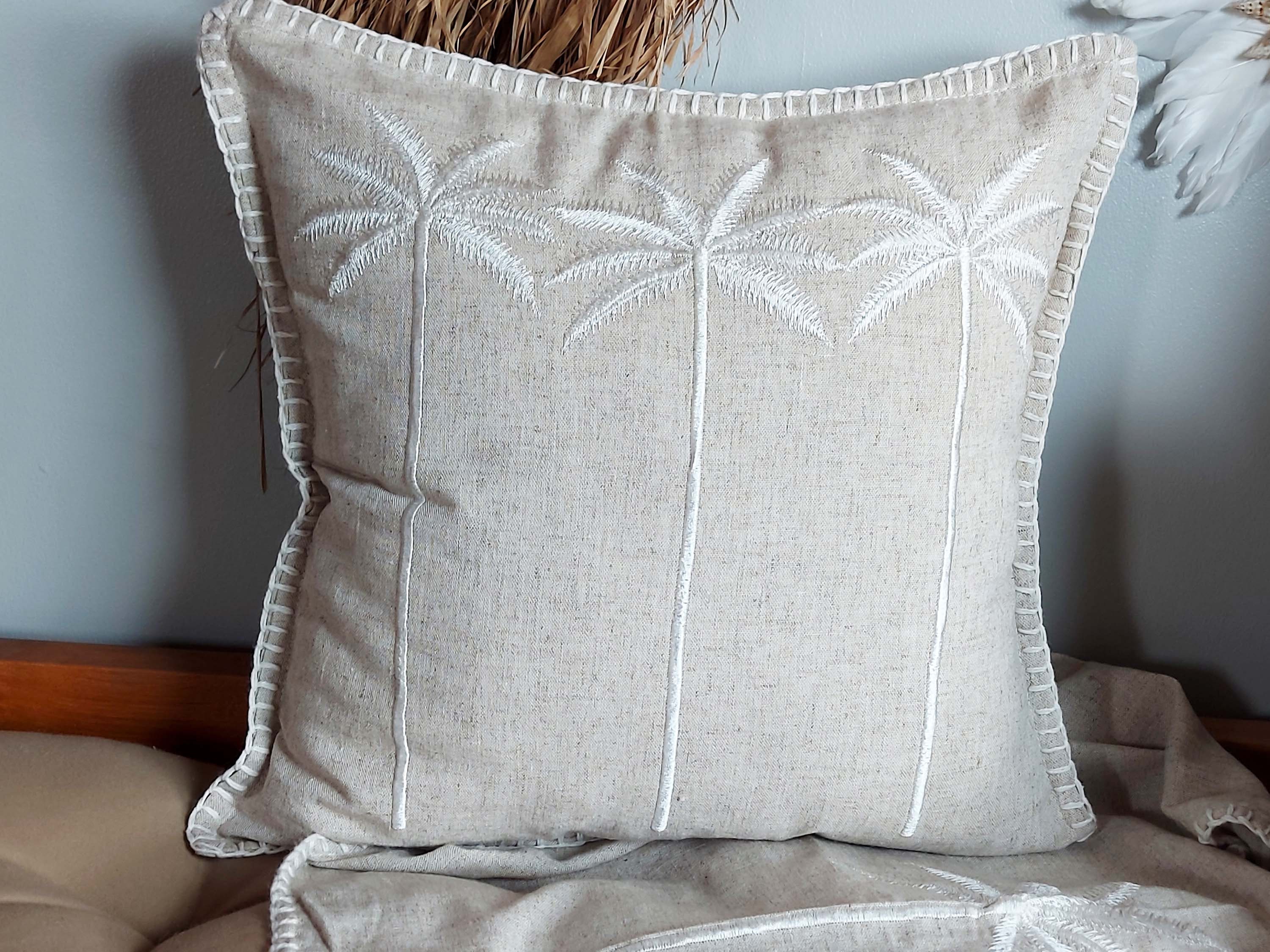 Palm Tree Linen Cushion Cover, Palm Tree Leaves Throw Pillow Cover ...