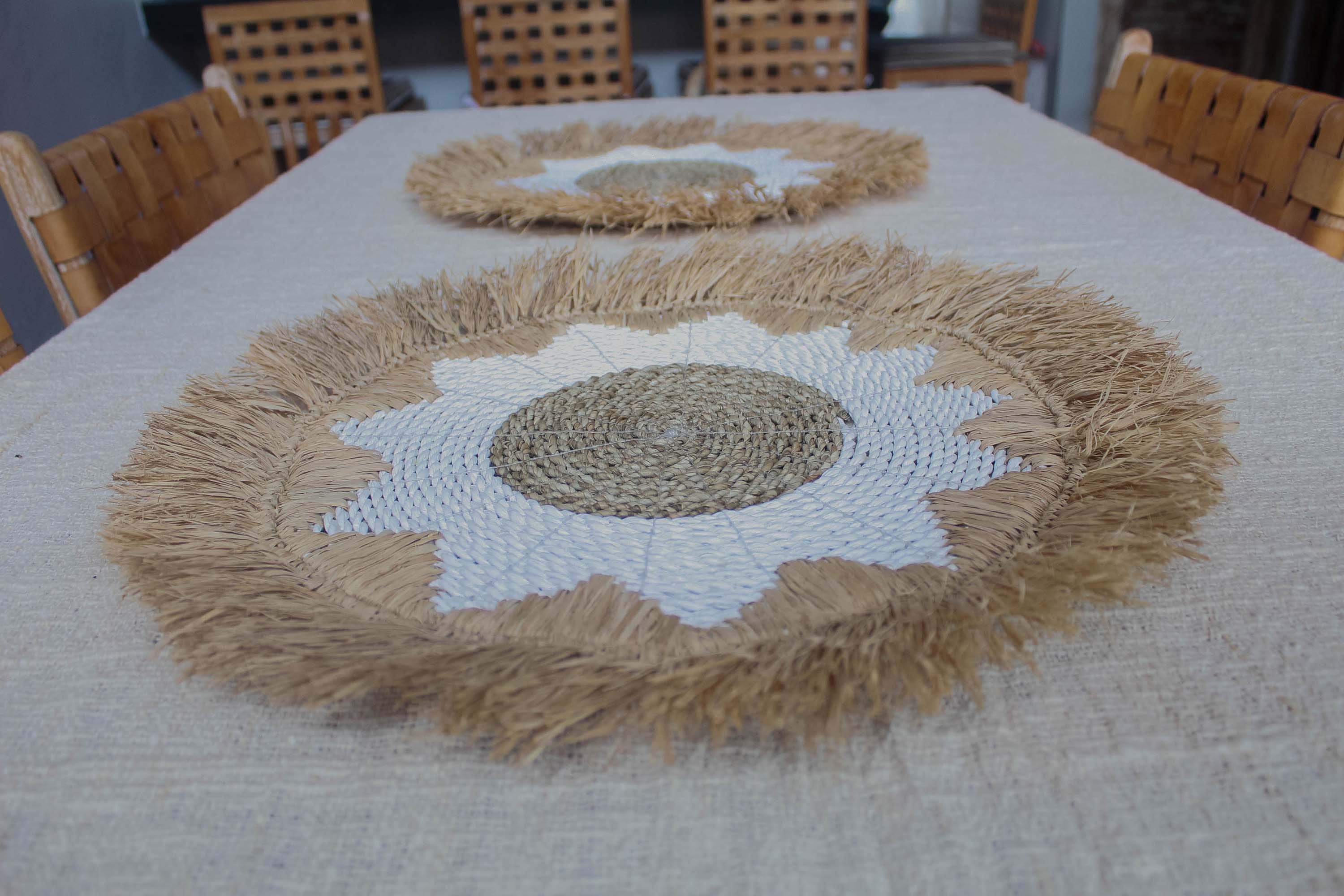 Unique Round Table Mat Boho Chic Fringes Placemat Handmade With Natural ...
