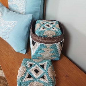 Home Decor Package in Bali Beaded Bamboo Box for Home Furnishings, Blue ...