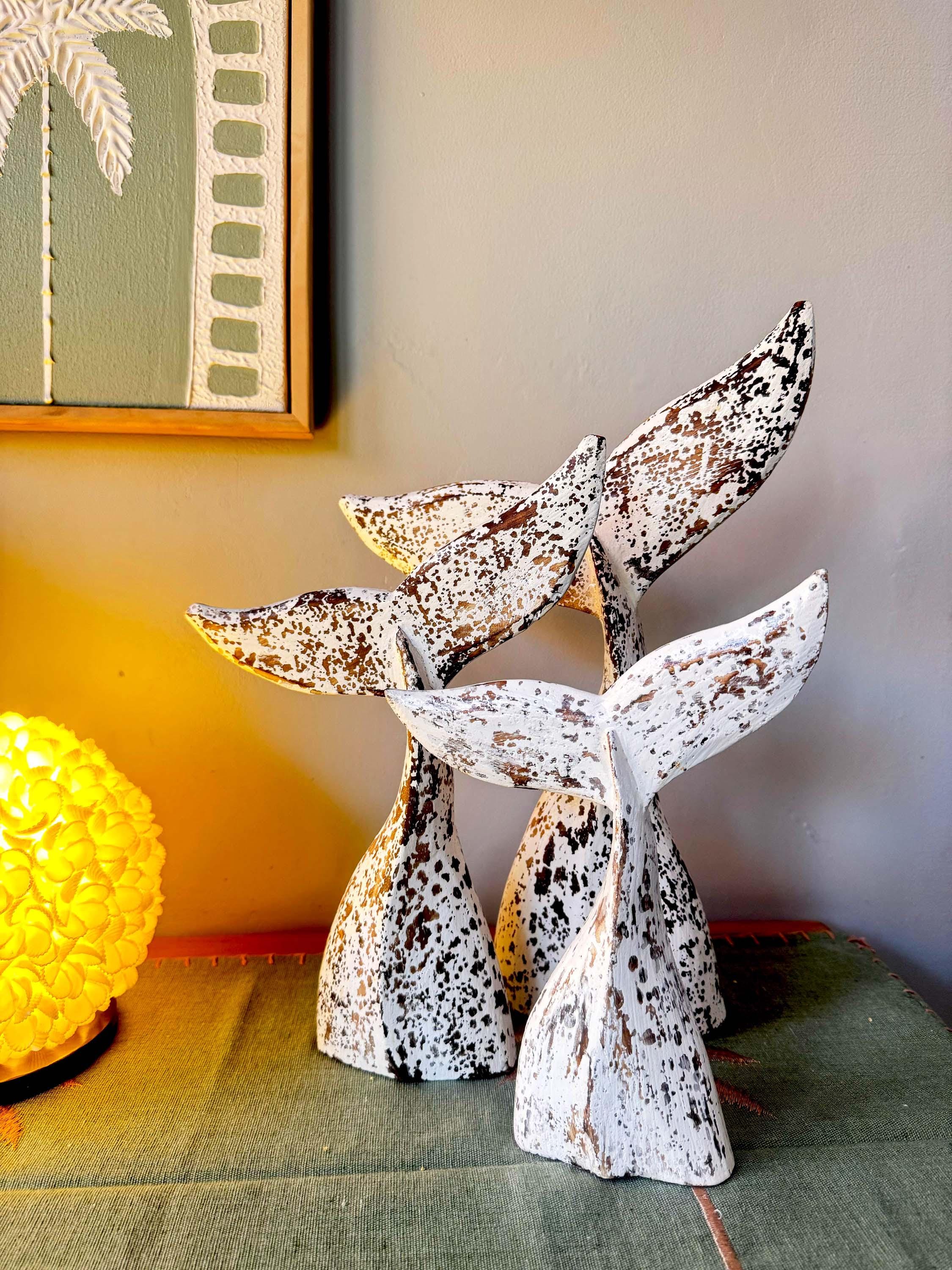 Set of 3 Wooden Fish Tails Decorations, Dolphin Tails Rustic ...