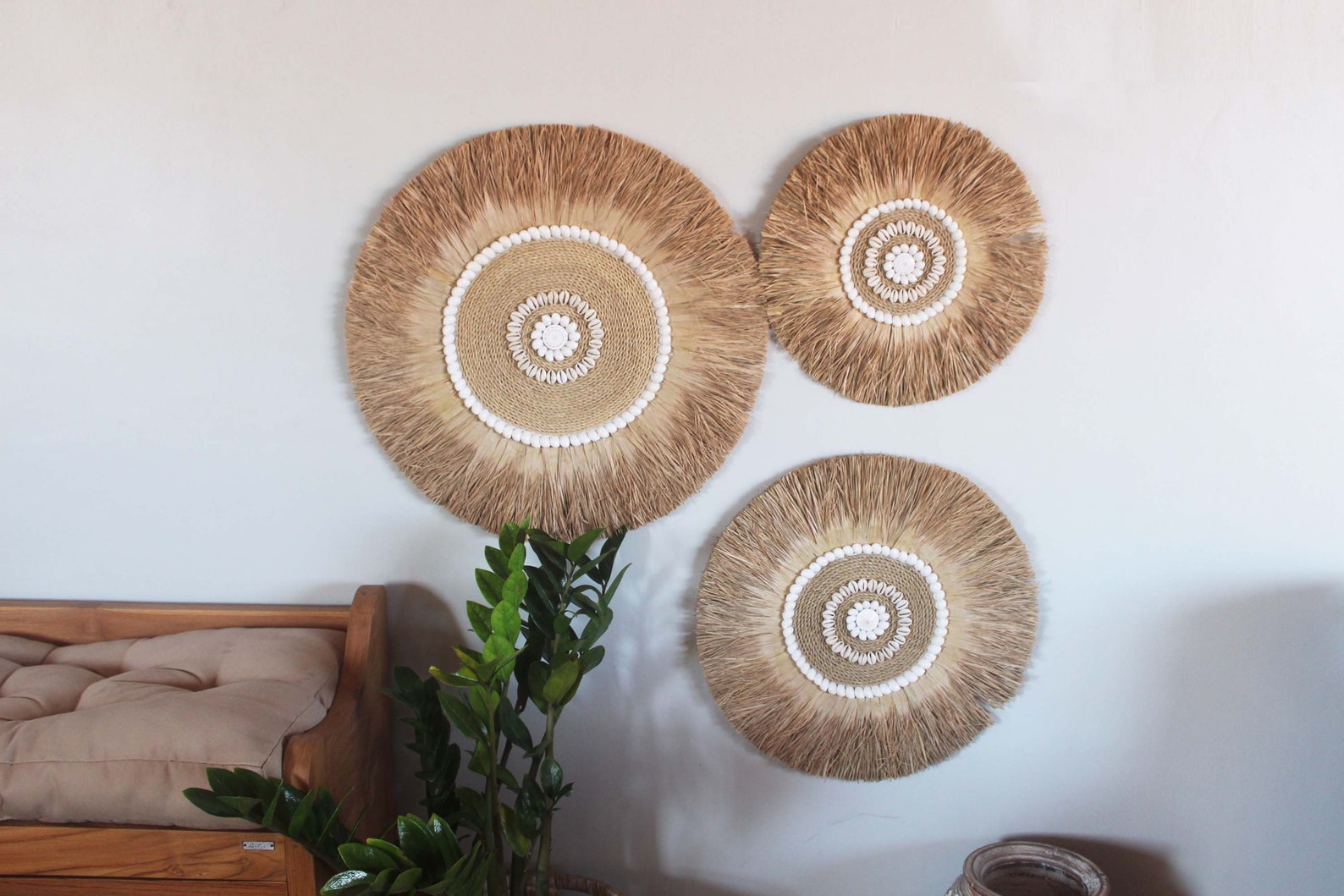 Semaya 3 Piece Wall Art Set Triptych Round Wall Hanging - Etsy
