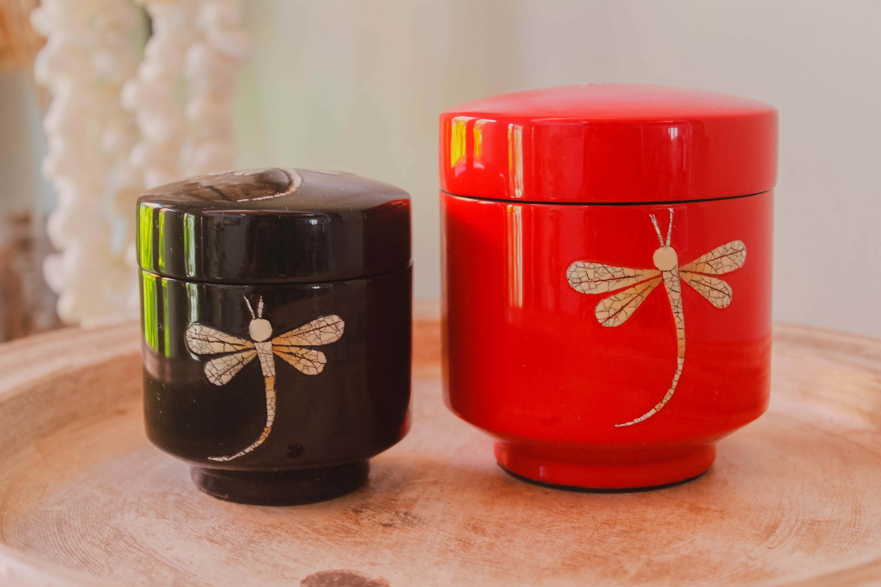Lacquer Box Dragonfly Design, Mini Box With Lid for Bedroom Organizer ...