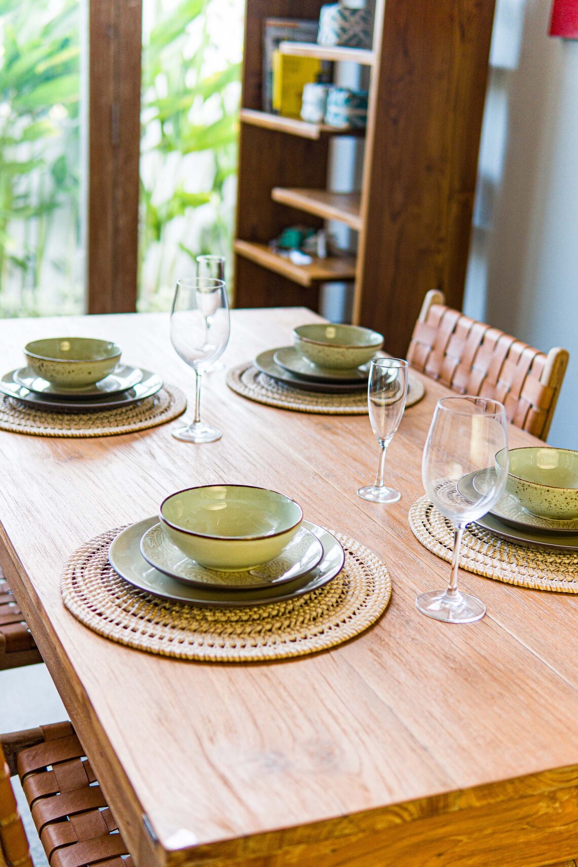 Set of Natural Rattan Placemats, Round Placemats Rattan Decor, Dining ...